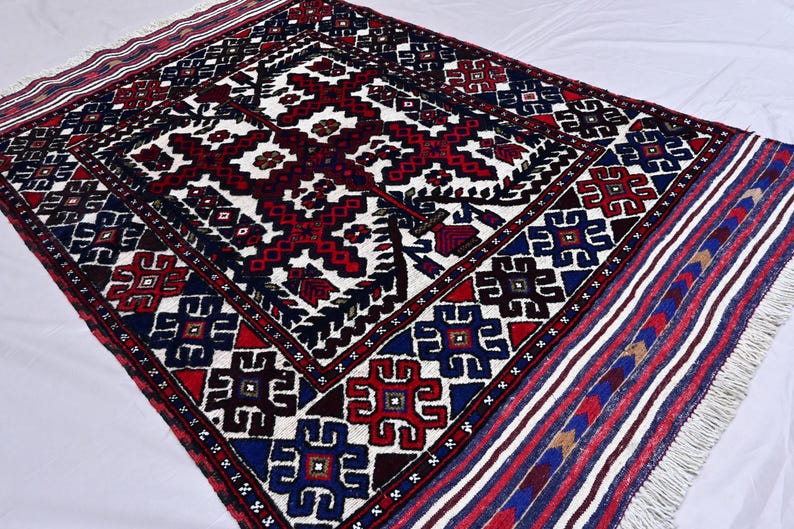 4x6 One of a Kind Afghan Handmade Vintage Area Rug - Geometric Design ...