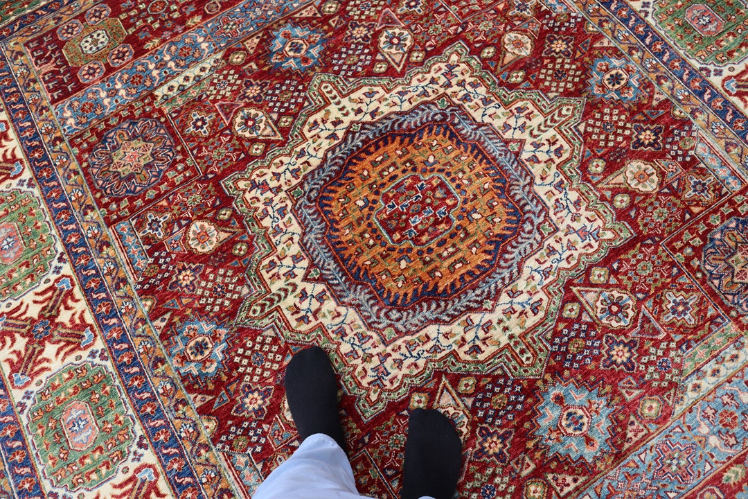 7'5x9'6 Ft Red Mamluk Area Rug - 8x10 Fine Quality Hand Knotted Veg ...