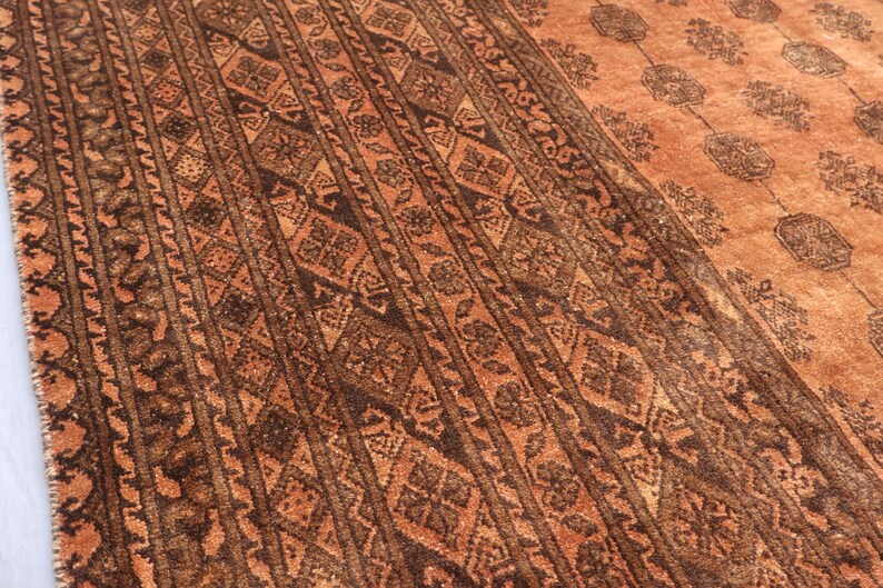 1940s Antique 7x10 Ft Turkmen Bashiri Bukhara Rug, Terracotta Vintage ...