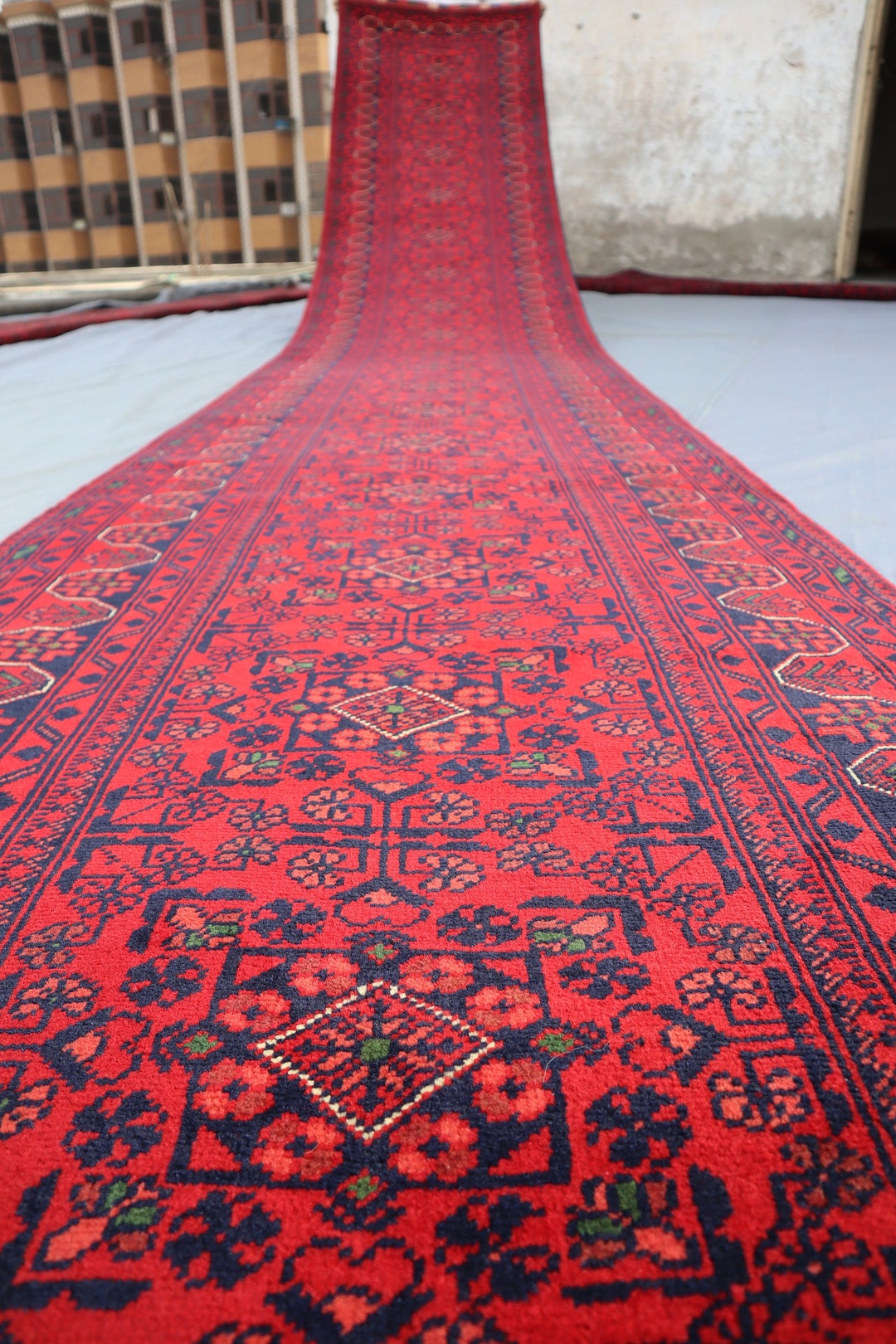 16 Ft Runner Rug, 2'8x16'6 Afghan Handmade Soft Wool Rug, Long Runner ...