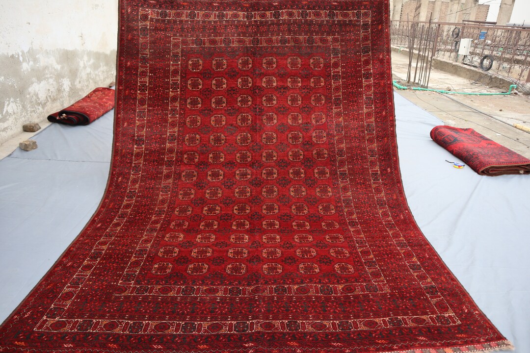 Handmade Antique Rug, 6'4x8'8 Ft Afghan Hand Knotted Wool Area Rug ...