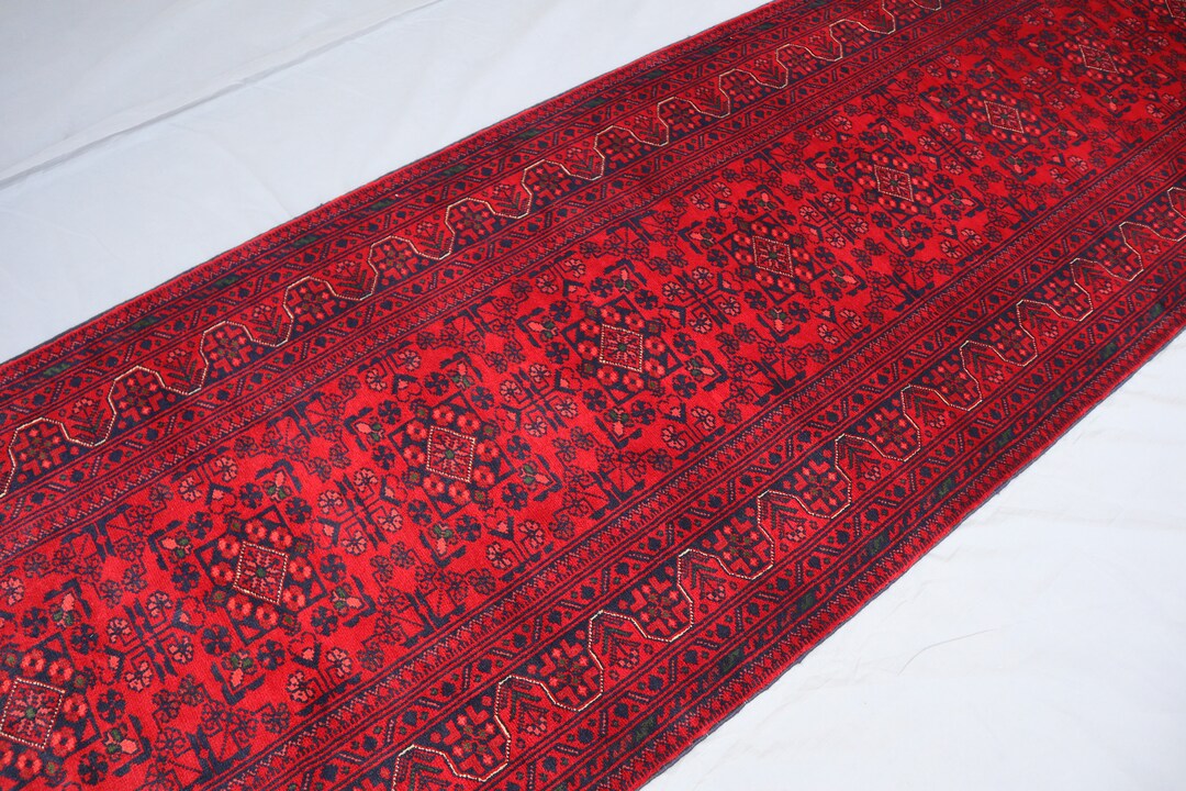 20 Ft Red Runner Rug, Afghan Handmade Soft Pile Wool Runner Rug ...