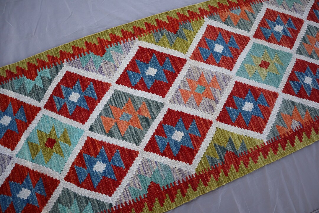 7 Ft Runner Rug 2'6x6'7 Afghan Kilim Runner Rug, Handmade Wool ...