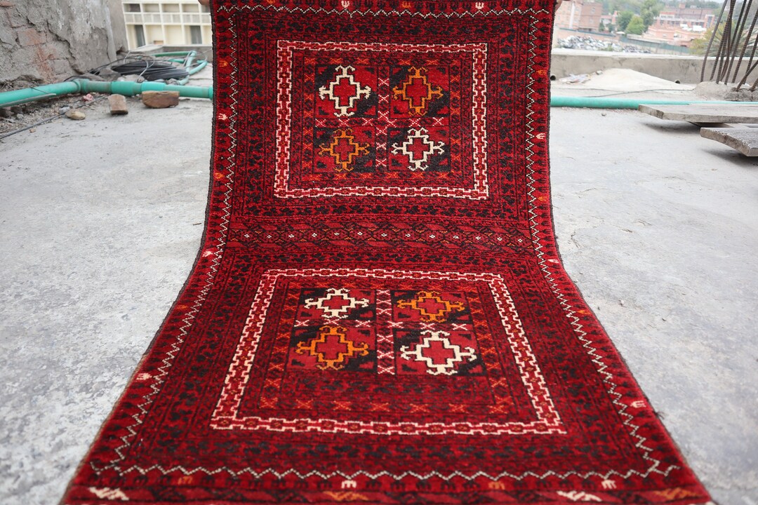 2x4 Vintage Turkmen Parda Rug, Handmade Mini Entrance Afghan Rug, 100% ...