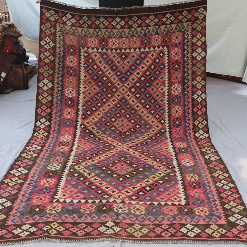 Pink Kilim Afghan Rug - Etsy