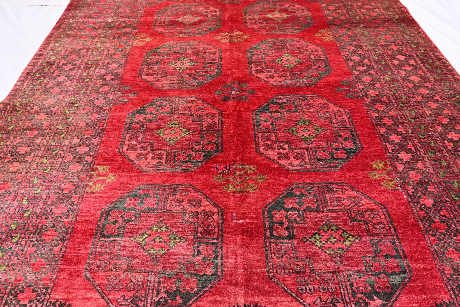 5'4x7'1 Ft Antique Turkmen Ersari Bukhara Rug - Red Vintage Afghan ...