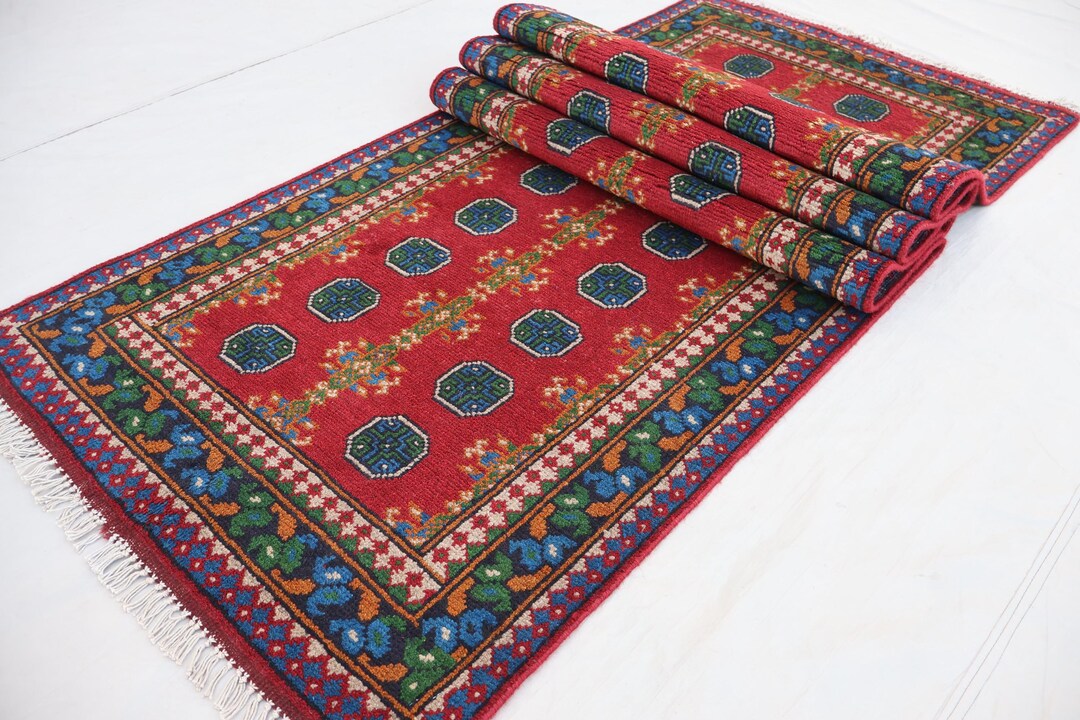 2'7x9'5 Ft Runner Rug Turkmen Handmade Plush Wool Rug, Afghan Oriental ...