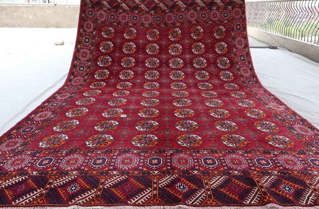 7x11 Turkmenistan Ersari Tribal Rug, High Pile Wool Handmade Turkmen ...