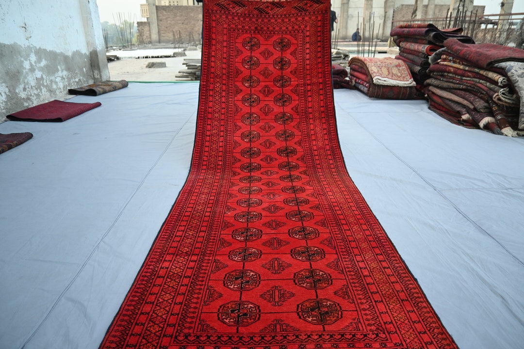 9 Ft Runner Rug Antique Afghan Handmade Wool Runner Rug - Etsy