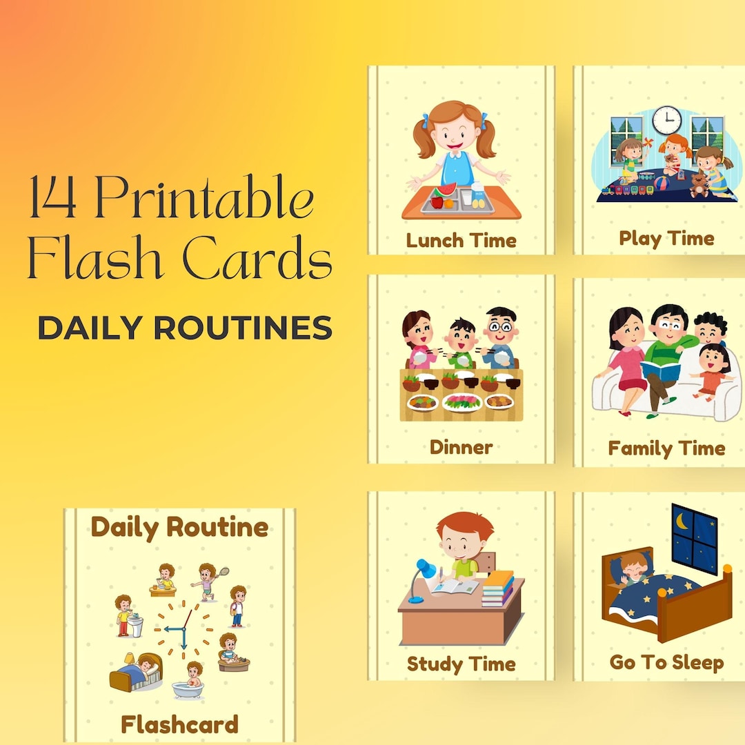 Daily Routines Flashcards for Kids | Digital Download | Learn About ...