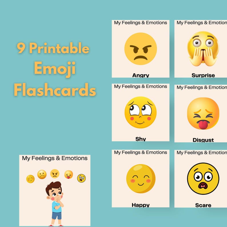 Emoji Flashcards for Kids | Digital Download | Learn About Emotion ...