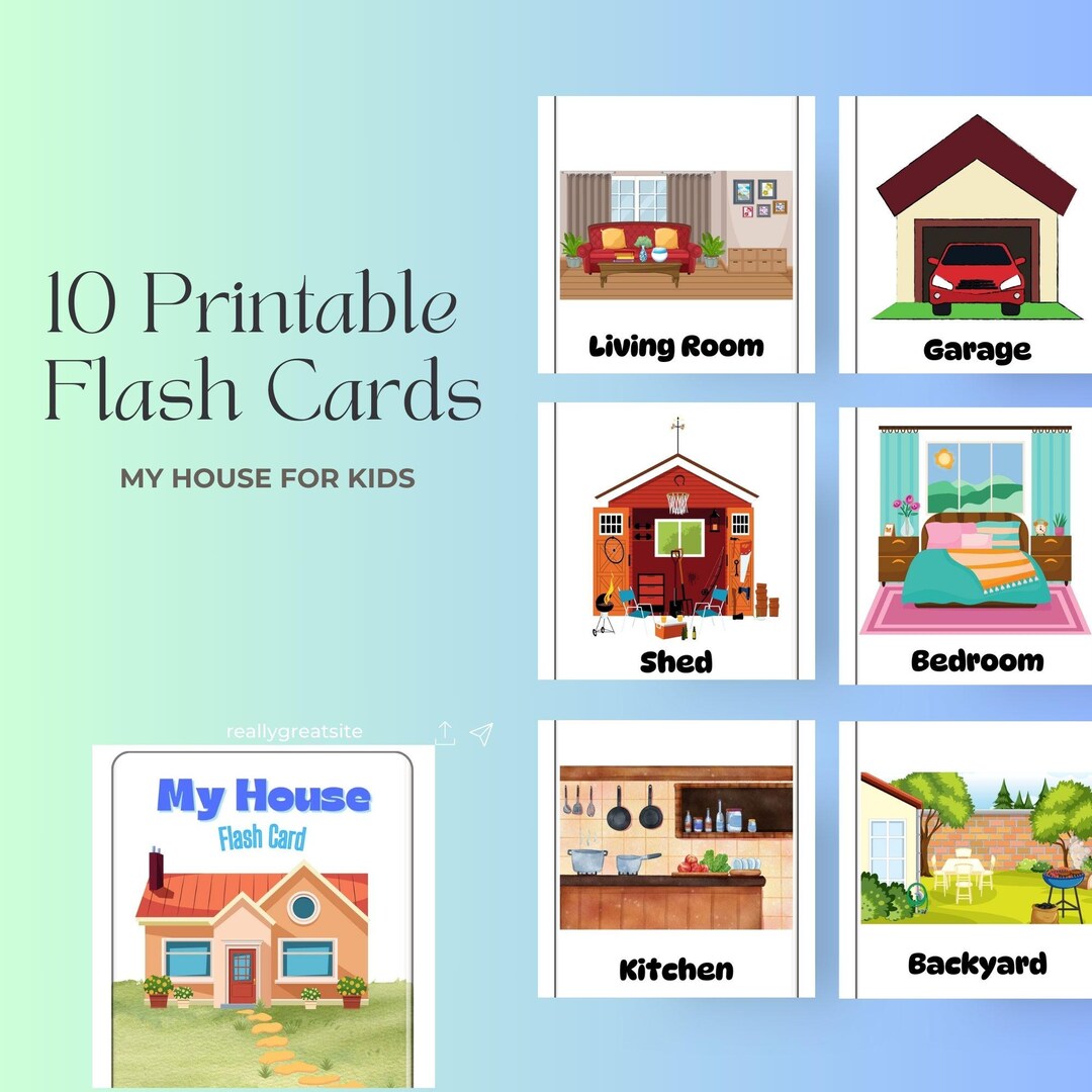 My House Flashcards for Kids | Digital Download | Learn Part of House ...