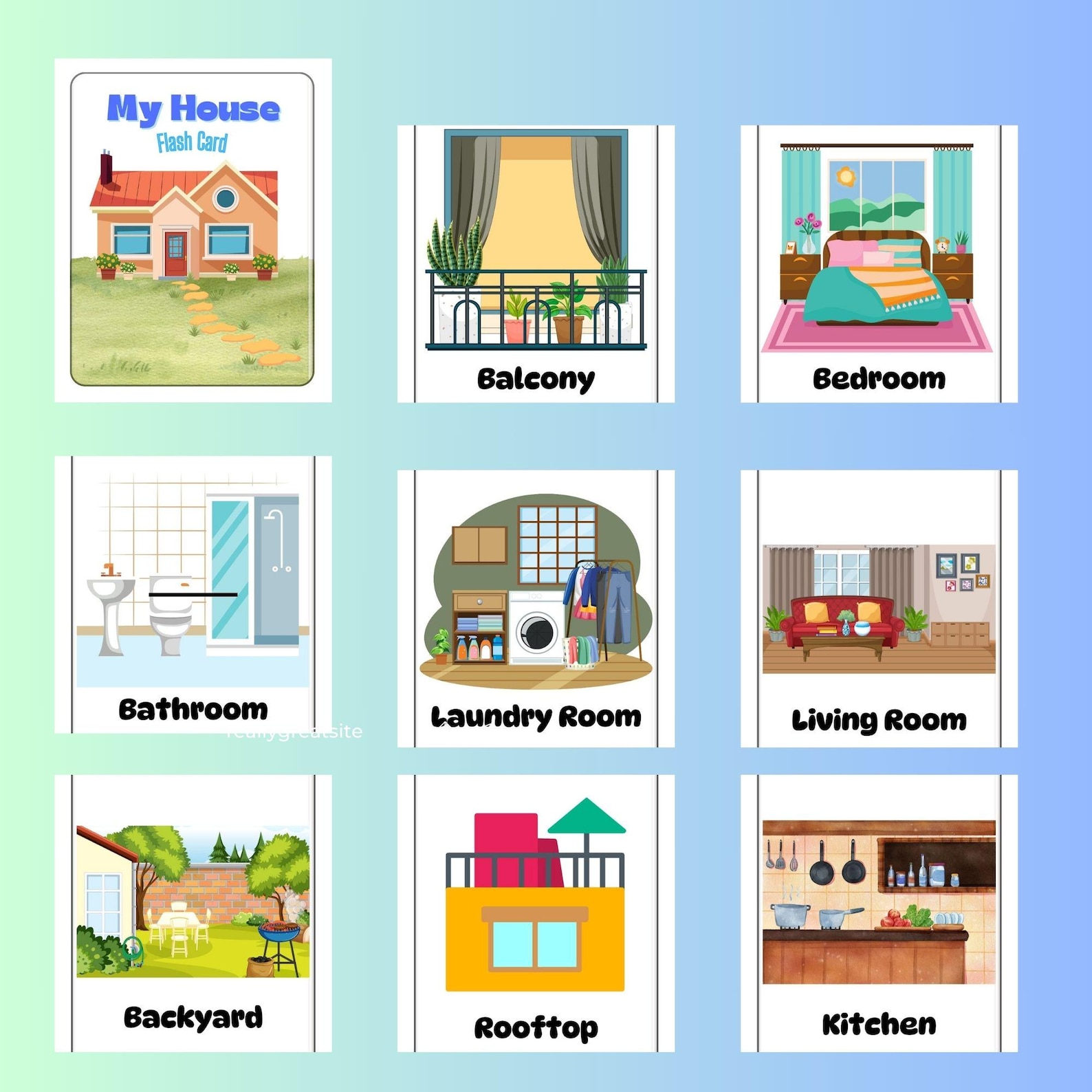 My House Flashcards for Kids Digital Download Learn Part of House ...