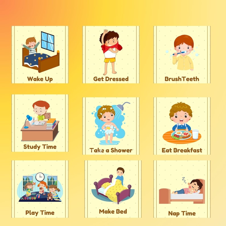 Daily Routines Flashcards for Kids | Digital Download | Learn About ...