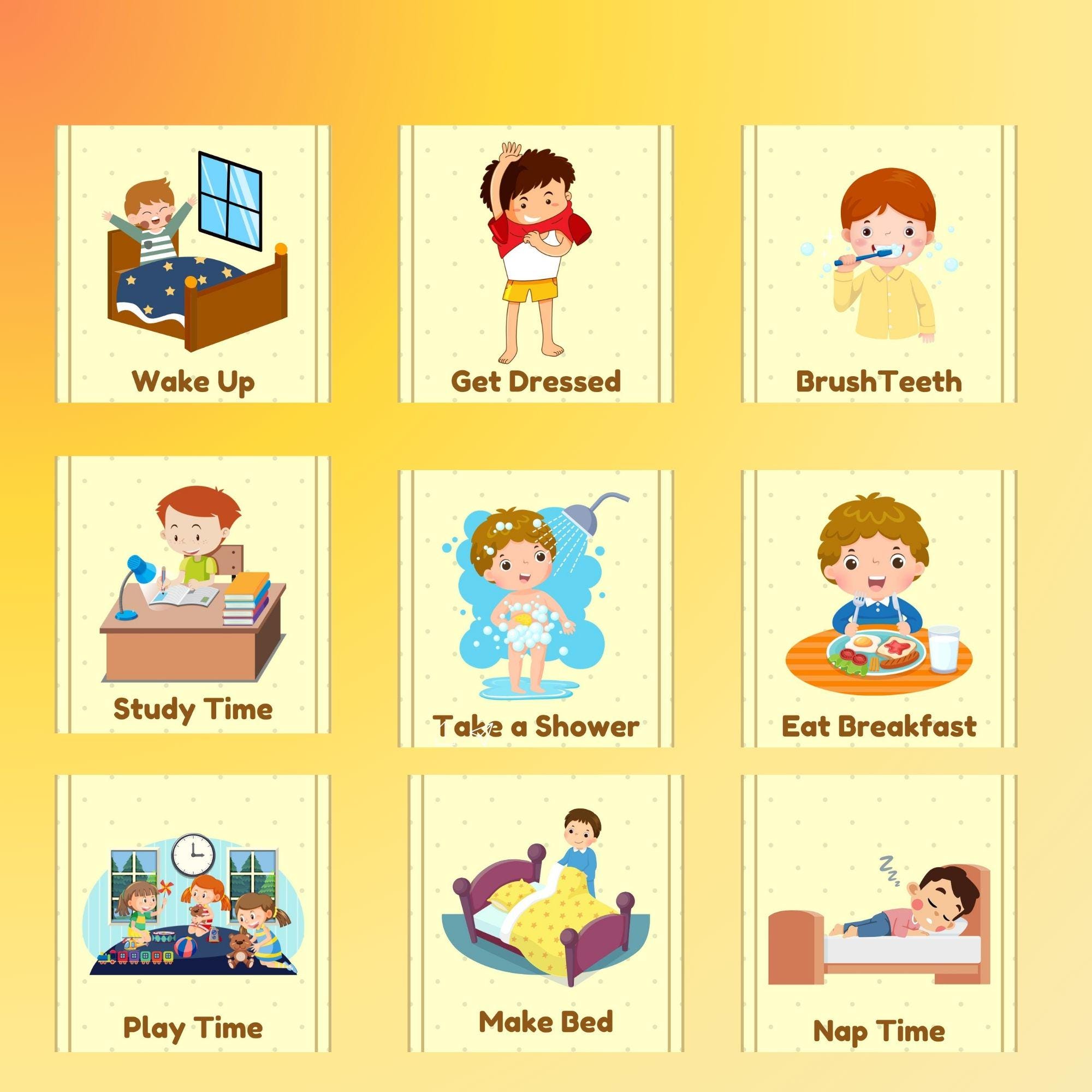 Daily Routines Flashcards for Kids | Digital Download | Learn About ...