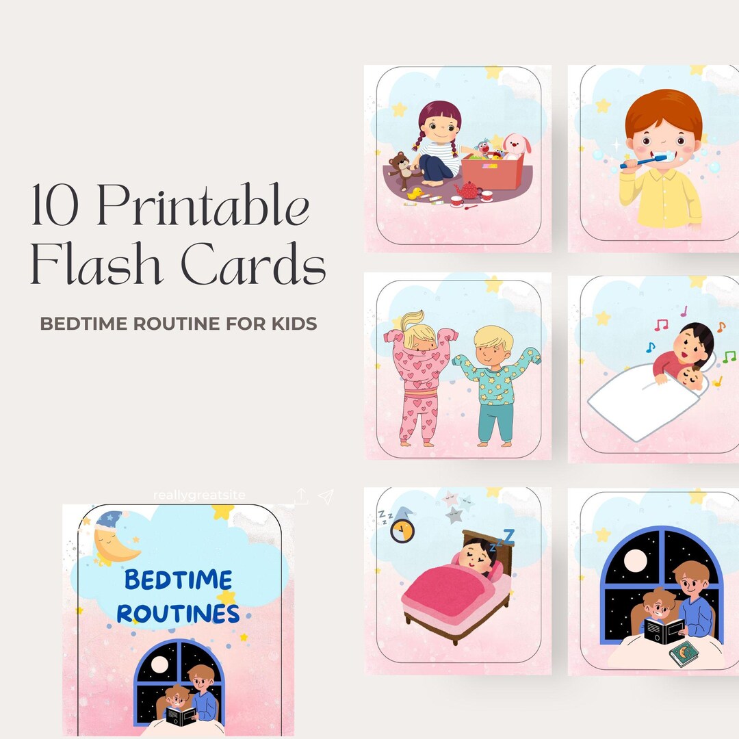 Bedtime Routines Flashcards for Kids | Digital Download | Learn Bedtime ...