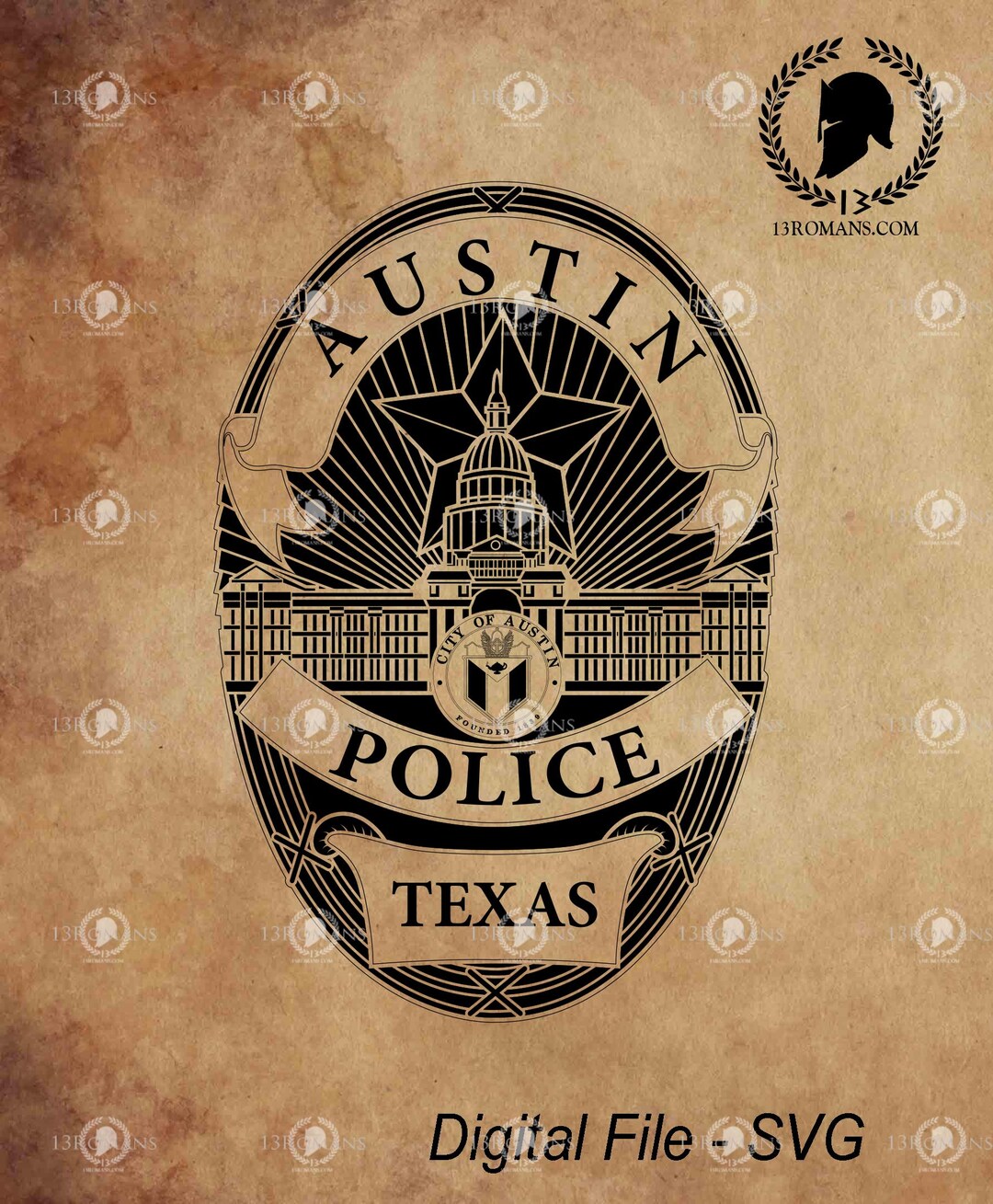 Austin Police Texas I Digital, Laser, Silhouette, Cricut, Digital ...