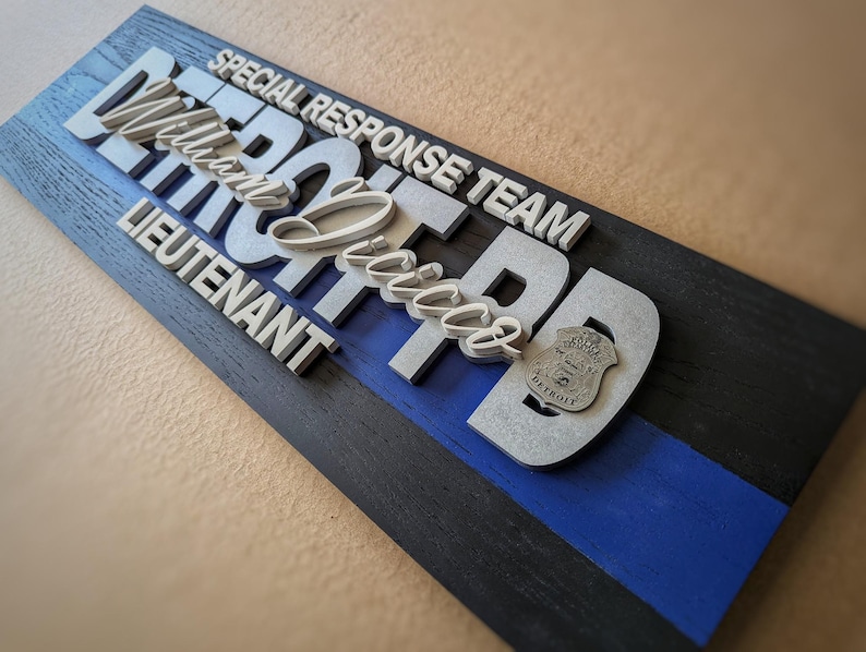 Personalized Police Officer Wood Sign | Thin Blue Line, Custom Name - Etsy