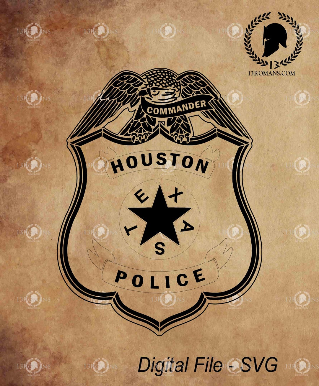 Houston Police Commander I Digital, Laser, Silhouette, Cricut, Digital ...