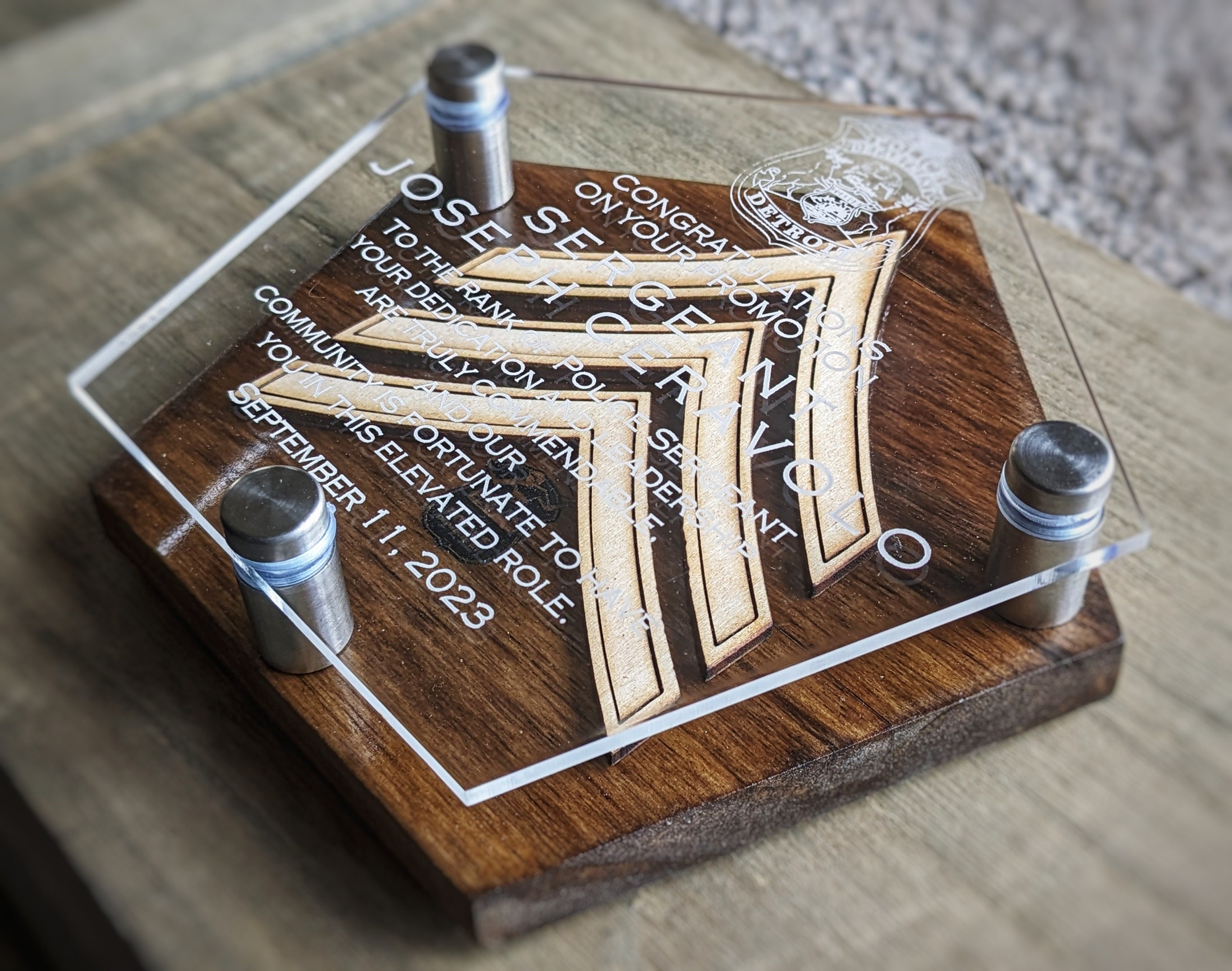 Commemorative Acrylic Engraved Wood Plaque Promotional Gift Police ...