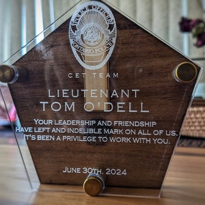 Commemorative Acrylic Engraved Wood Plaque | Promotional Gift | Police ...