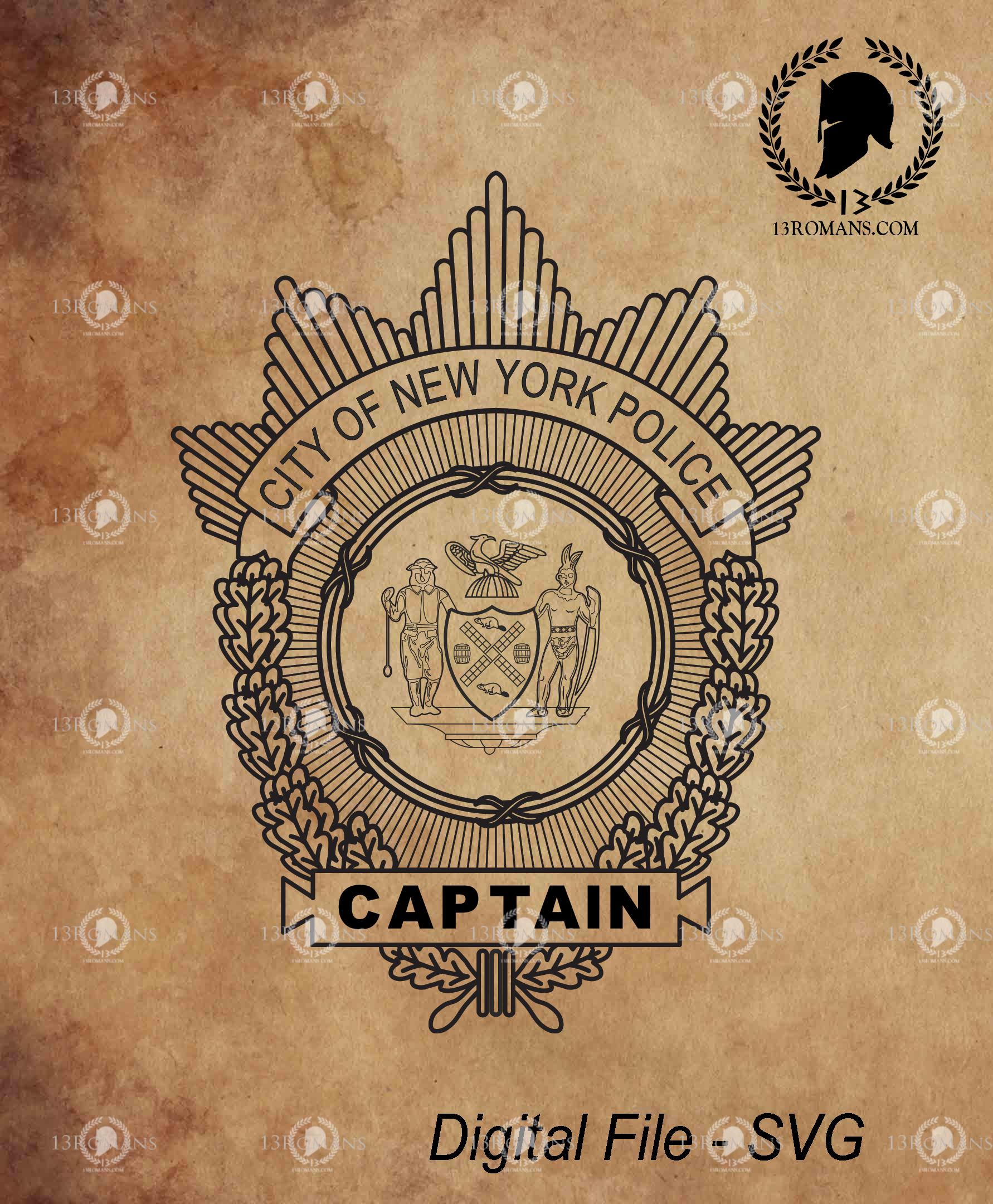 NYPD Captain Badge SVG: New York Police Vector Cut File (digital ...