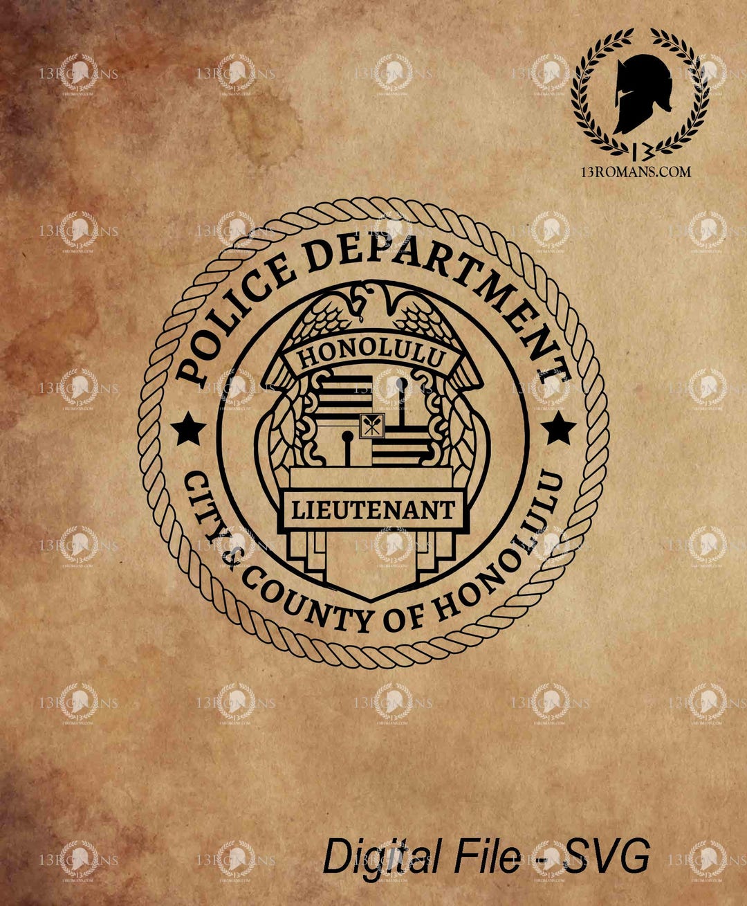 Honolulu PD Lieutenant I Digital, Laser, Silhouette, Cricut, Digital ...