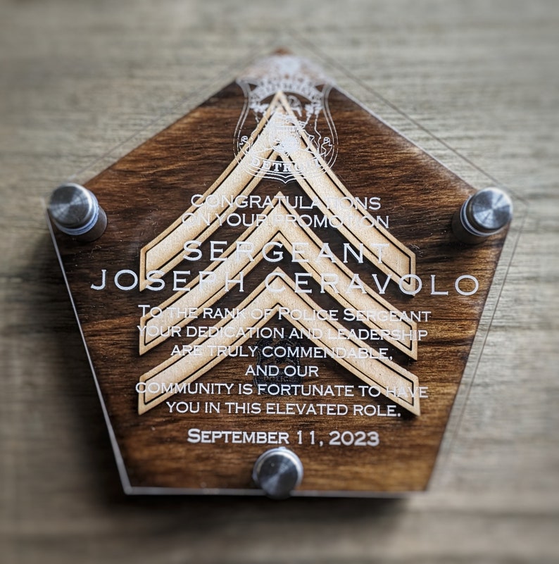 Commemorative Acrylic Engraved Wood Plaque Promotional Gift Police ...