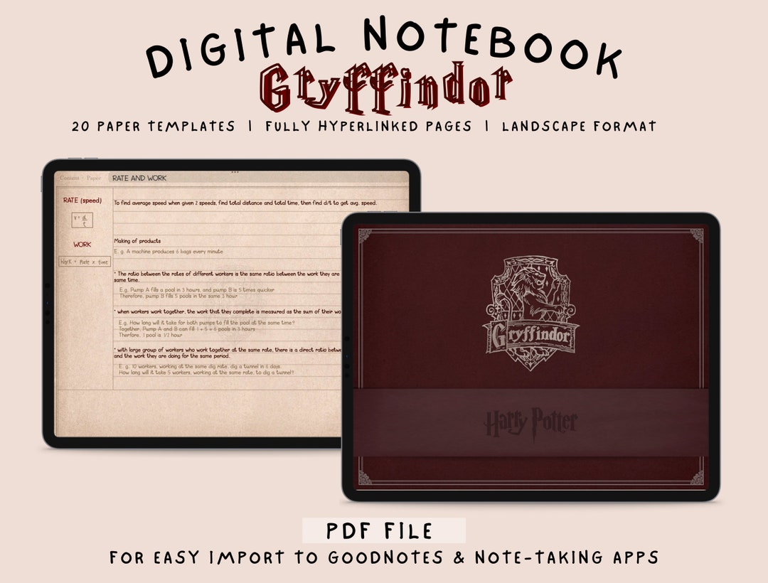 Gryffindor Digital Notebook, HP Theme, Wizarding World, Hogwarts School ...