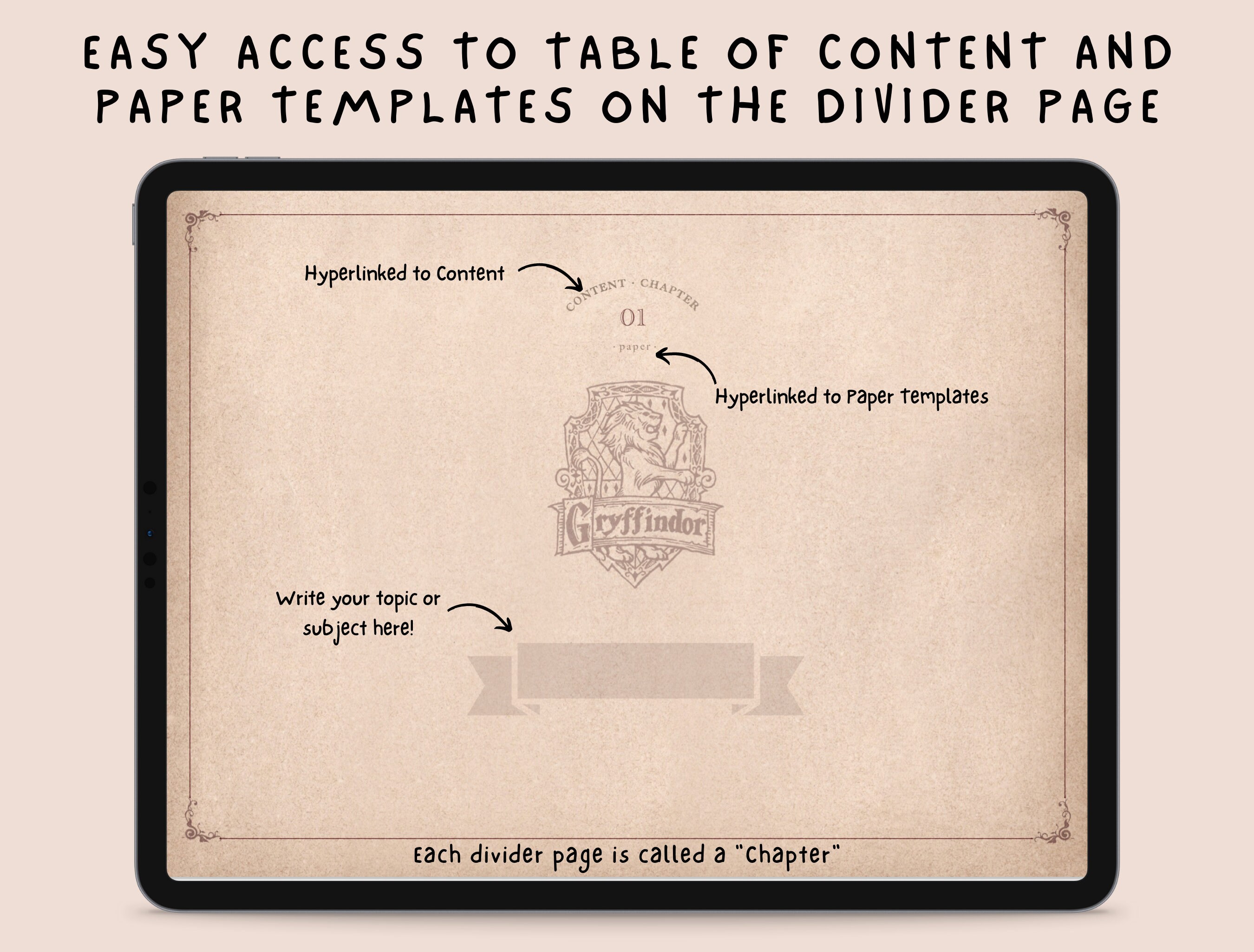 Gryffindor Digital Notebook Bundle, HP Theme, Wizarding World, Hogwarts ...