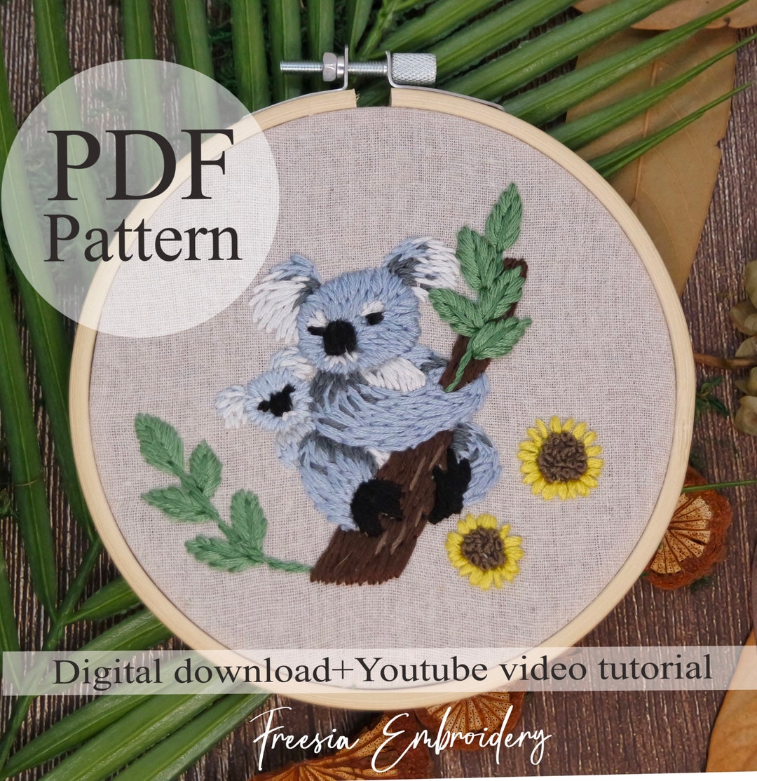 Hand Embroidery Pattern Koala - Beginner Embroidery | Embroidery ...