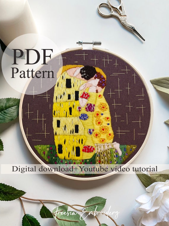 PDF Pattern Klimt the Kiss Beginner Embroidery | Etsy