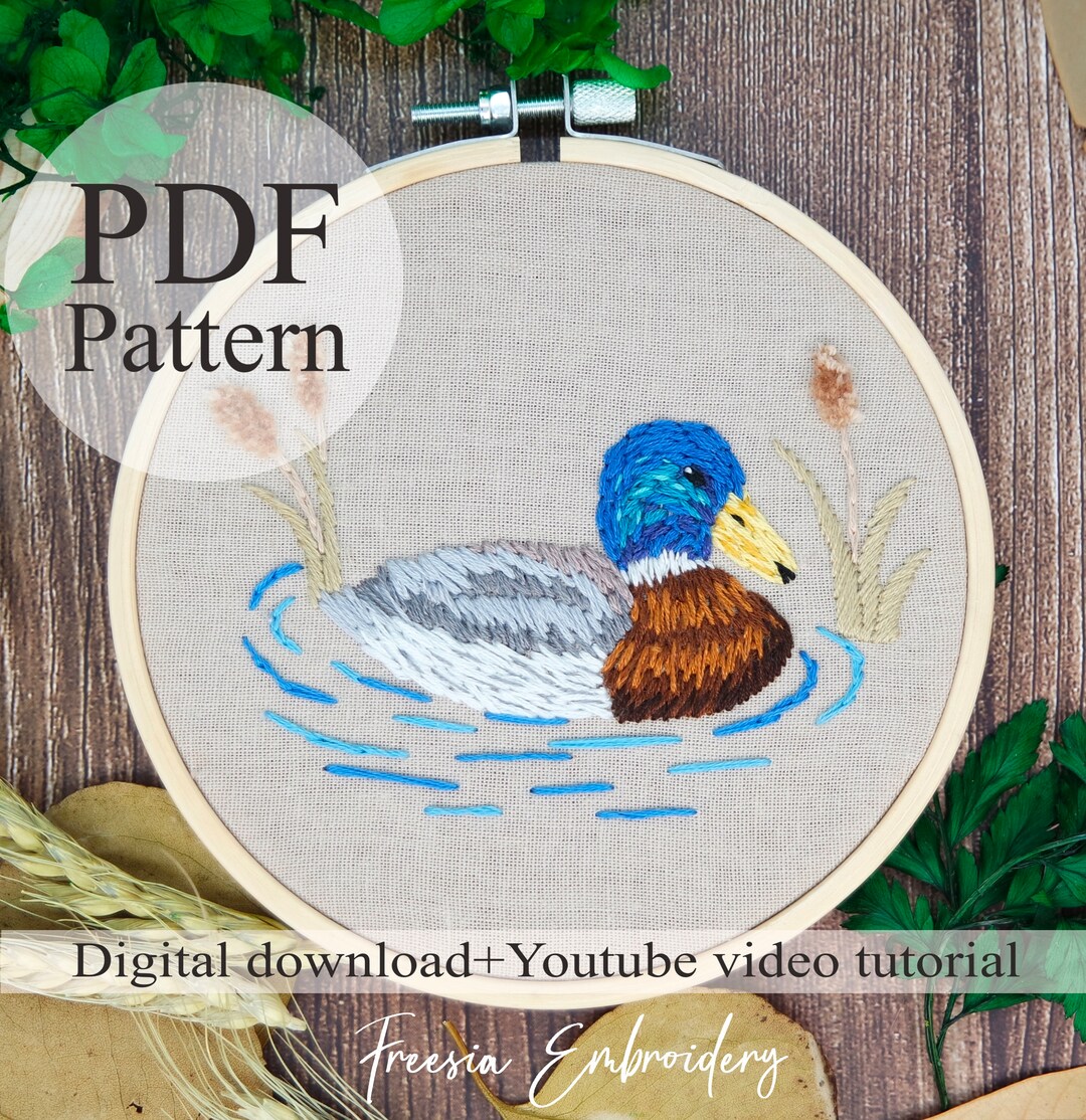 PDF Pattern - Mallard - Beginner Embroidery | Embroidery Youtube ...