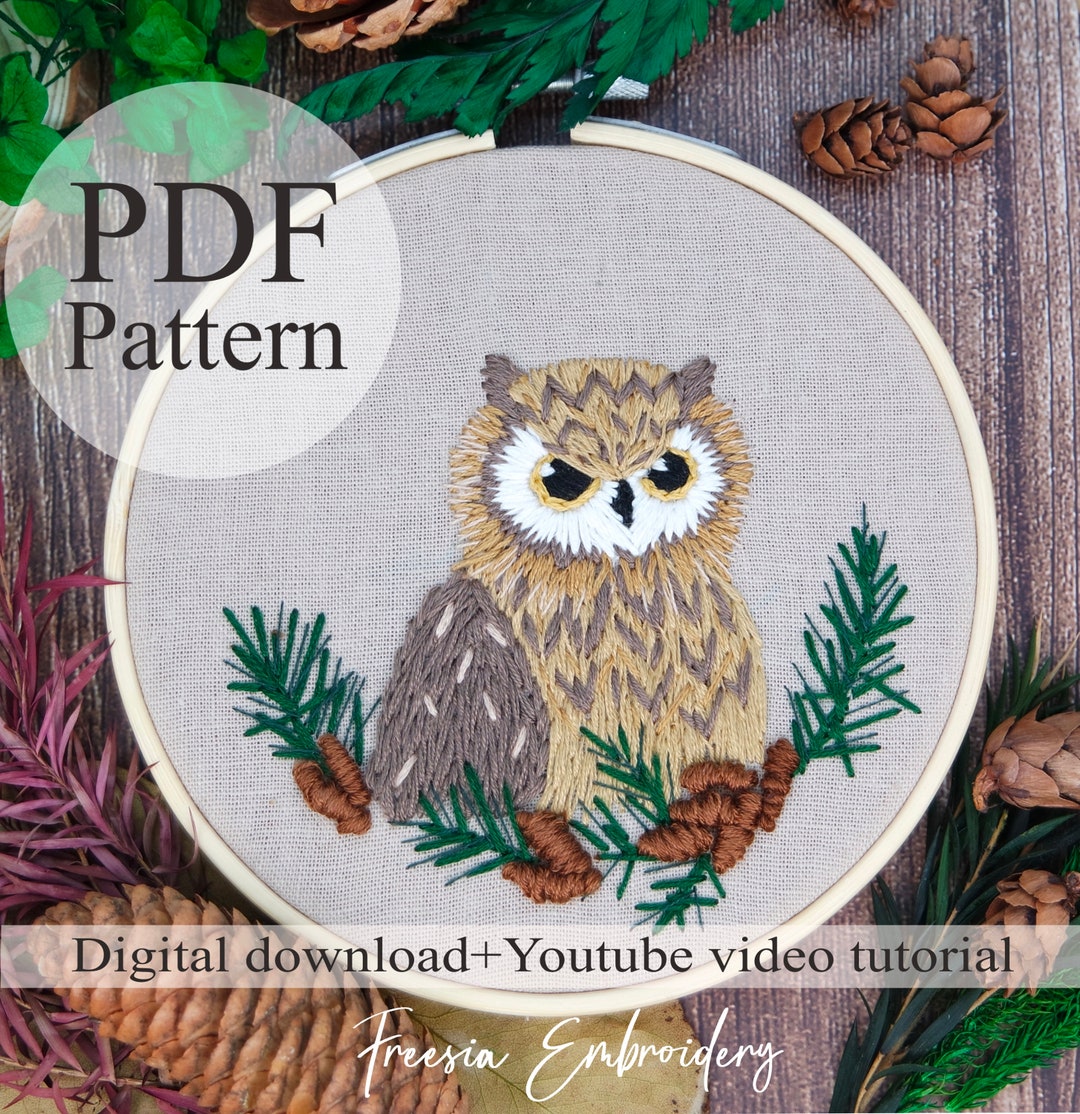 PDF Pattern - Owl - Step by Beginner Embroidery | Embroidery Youtube ...