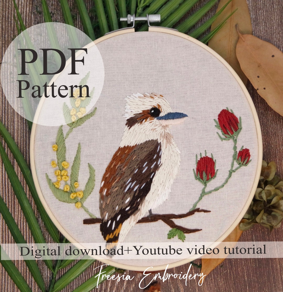 PDF Pattern Kookaburra Embroidery Youtube Floral Embroidery Pattern ...