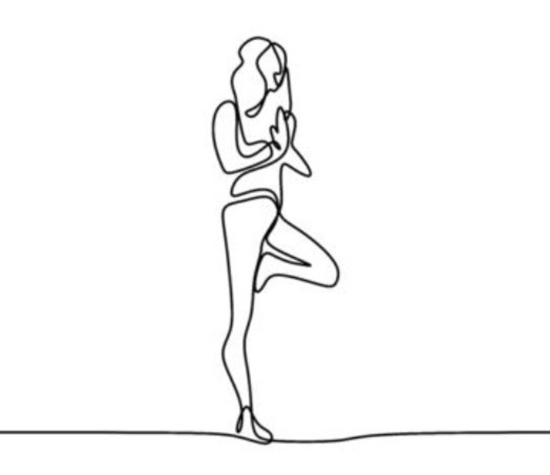One Line Drawing of People Doing Yoga Exercise Minimalist Style. Happy ...