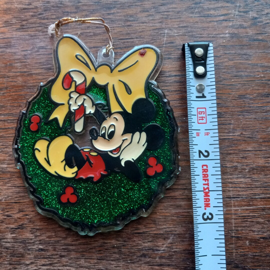 Vintage Acrylic Round Mickey Mouse Christmas Ornament - Etsy