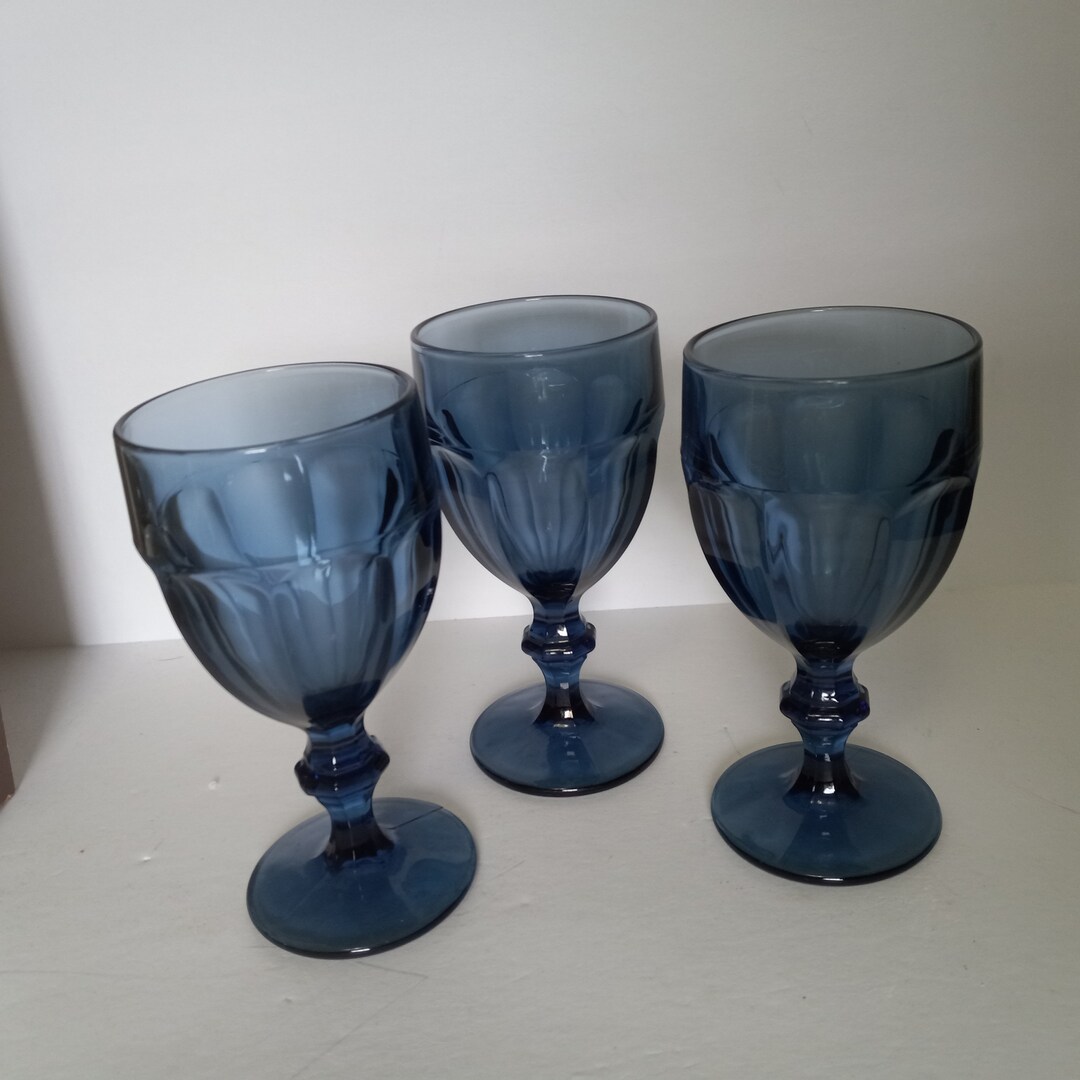 LIBBEY Duratuff USA Blue Goblets Set of 3 - Etsy