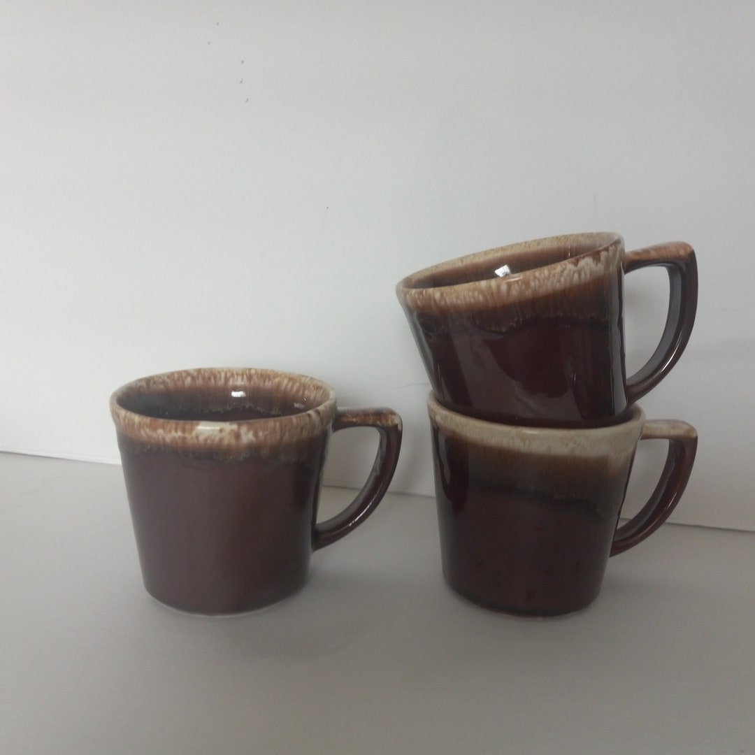 Vintage Mccoy Drip Brown Glaze Mugs Set of 3 - Etsy