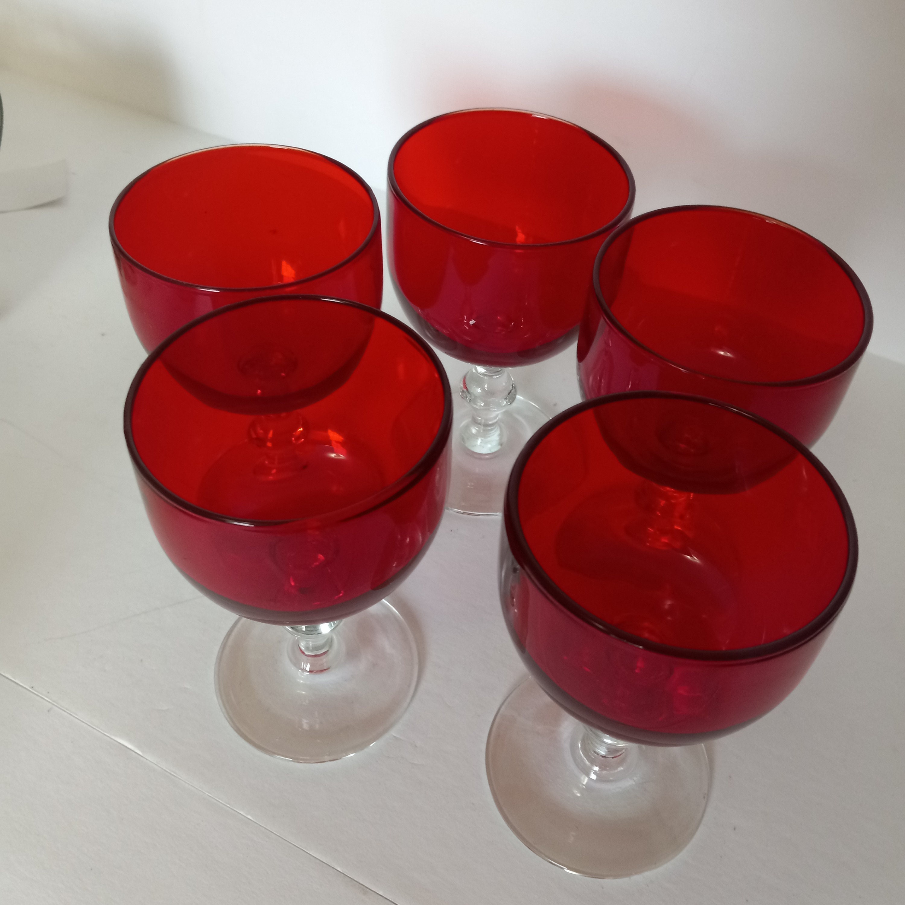 Ruby Red Wine Glasses Set of 5 - 5" - Etsy