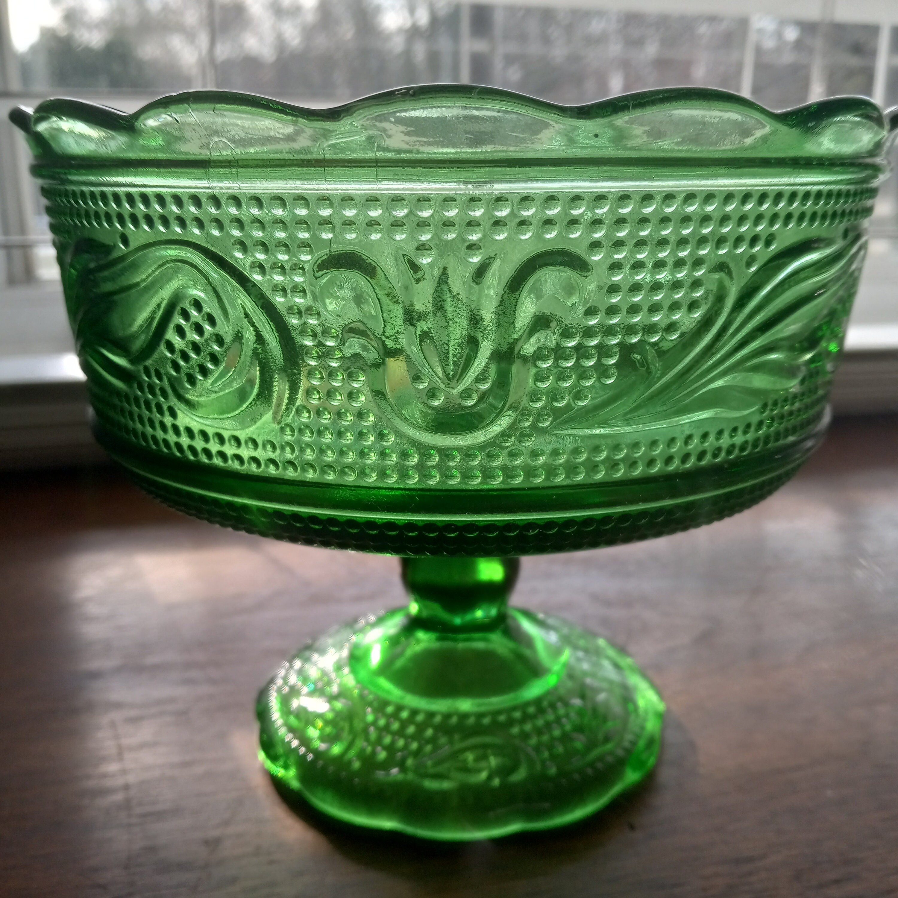 Vintage E. O. Brody Emerald Green Glass Compote Dish - Etsy