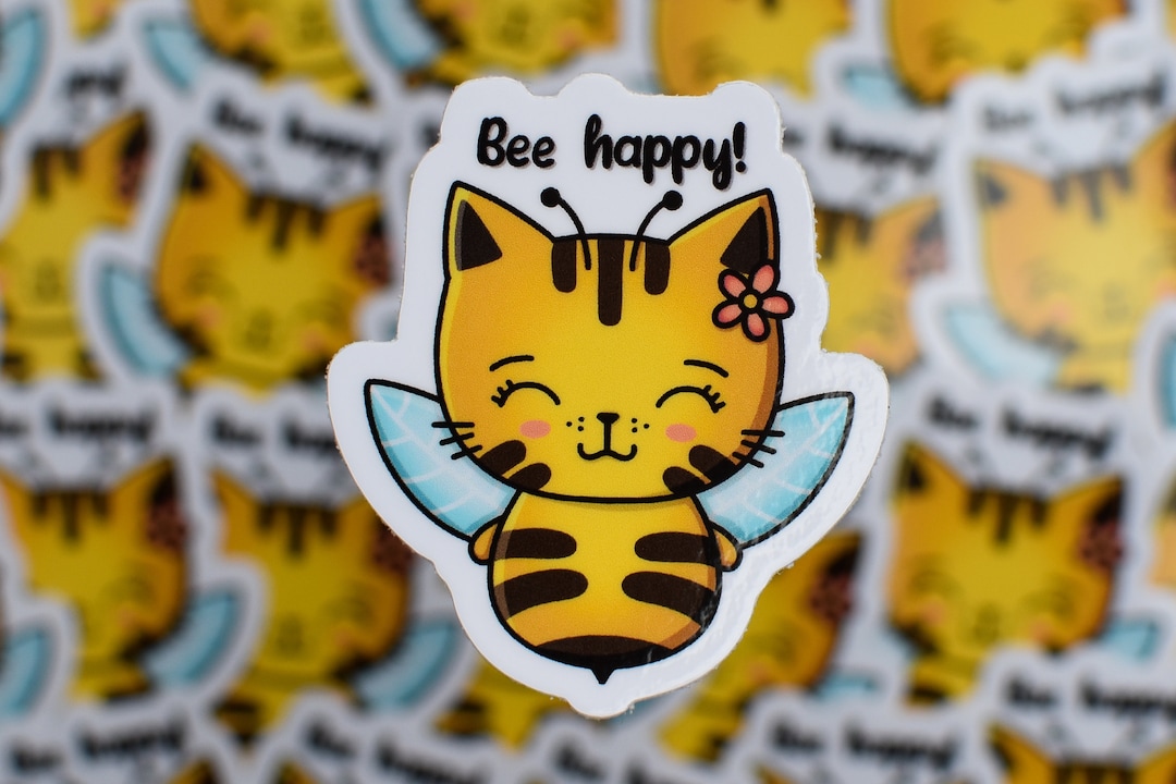Sticker Bee Cat Bee Happy - Etsy