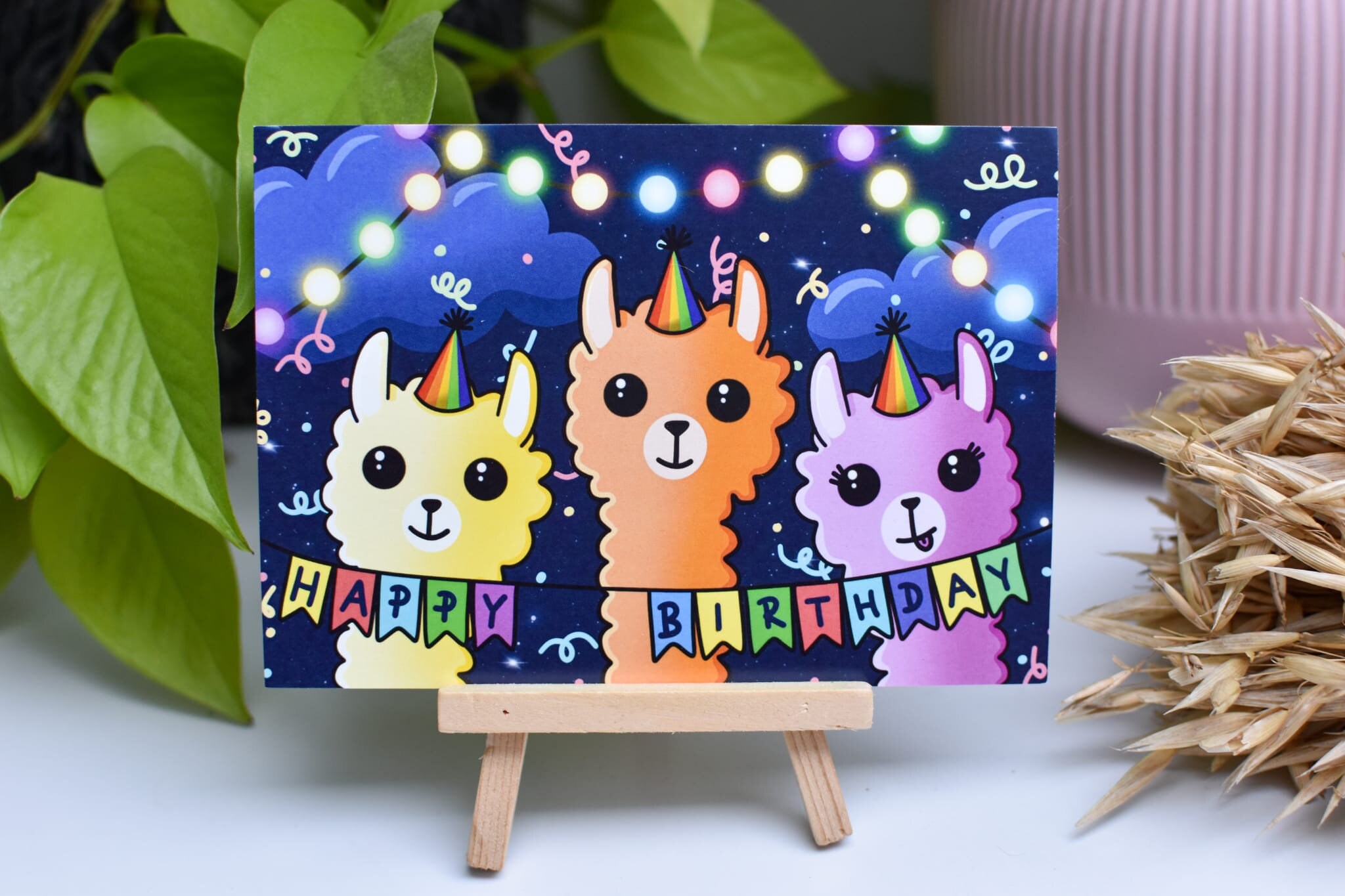 Birthday Card Alpacas Party Postcard Happy Birthday Congratulations ...