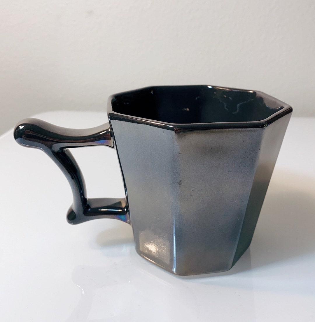 Starbucks Coffee Mug Metallic Lusterware Dark Gray Octagon 14 Oz - Etsy