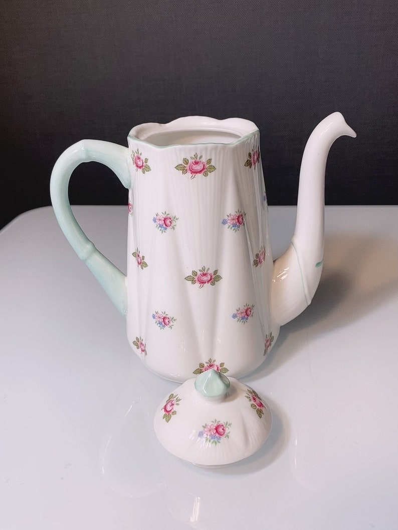 SHELLEY Fine Bone China England Rosebud Pattern Dainty Shape Coffee Pot ...
