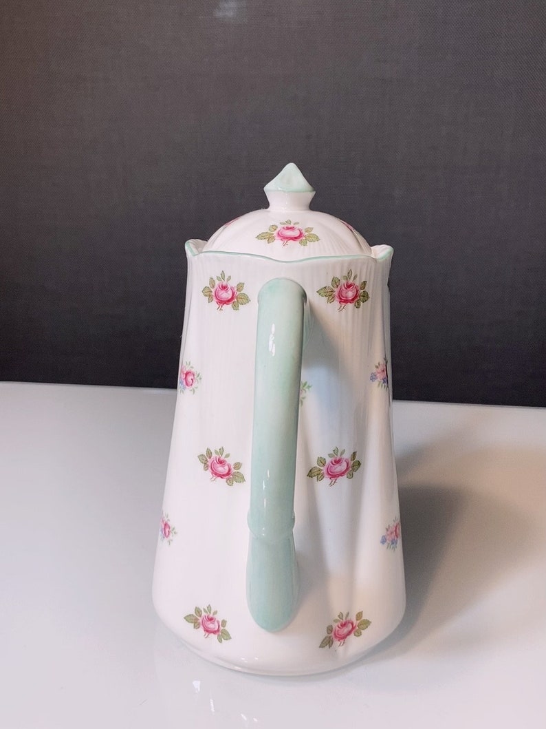 SHELLEY Fine Bone China England Rosebud Pattern Dainty Shape Coffee Pot ...