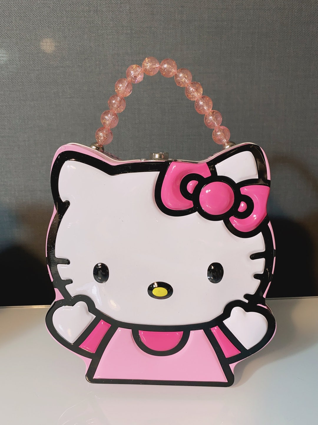 Hello Kitty Face Head Shape Tin Box, Latch Lock Purse, Lunch Box, With ...
