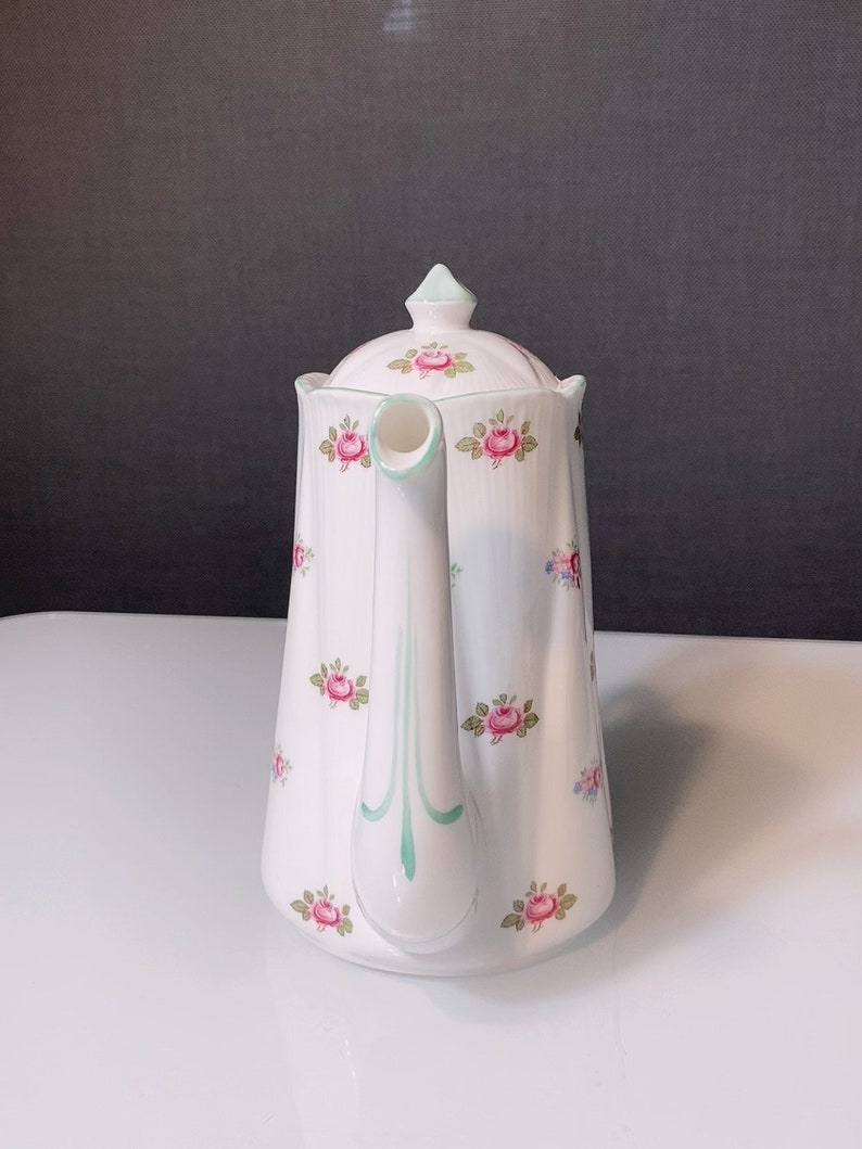 SHELLEY Fine Bone China England Rosebud Pattern Dainty Shape Coffee Pot ...
