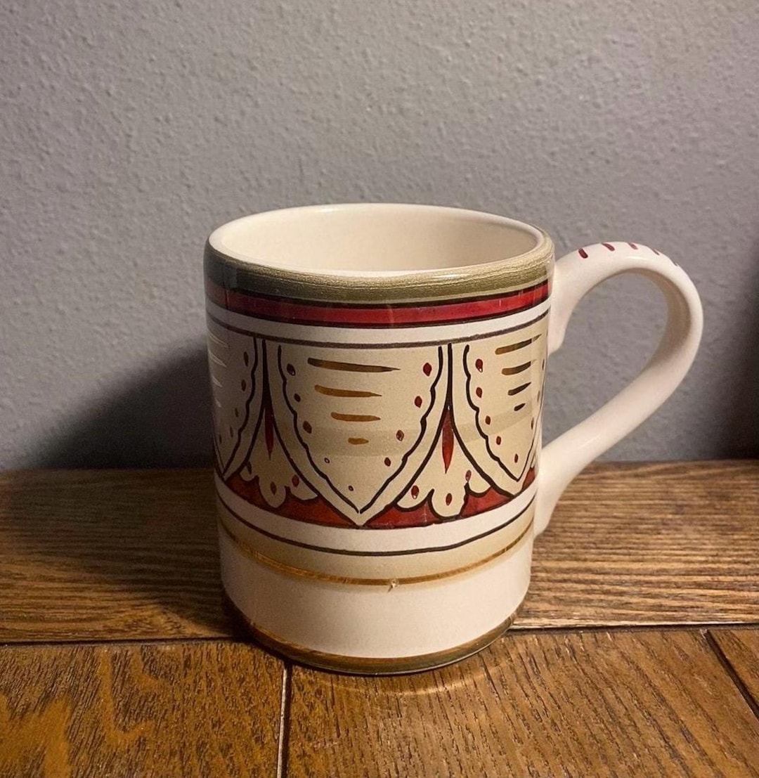 Sberna Deruta Hand Painted Italy Coffee Mug, Gold Detailing Wine Red - Etsy