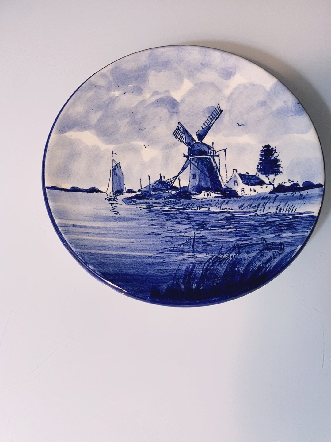 Delft Blue Plate, Windmill, Hand Painted Holland - Etsy